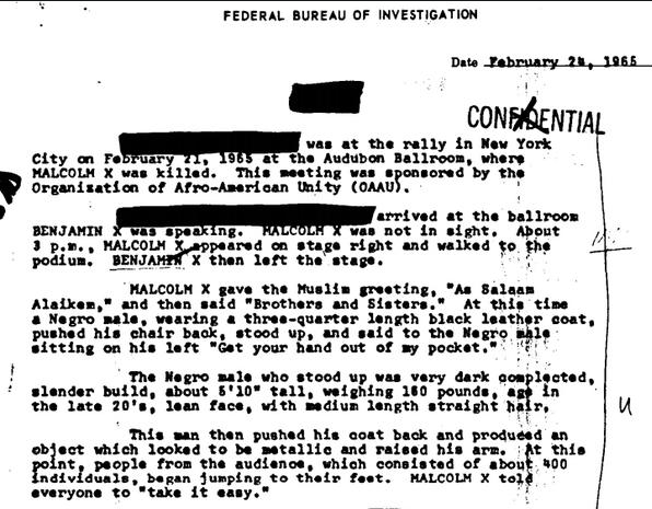 FBI Files. FBI file, dated February 24, 1965, documenting an eyewitness ...